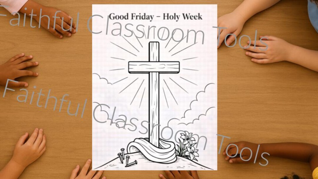 Good Friday Coloring Page | Holy Week Christian Activity | Cross and ...