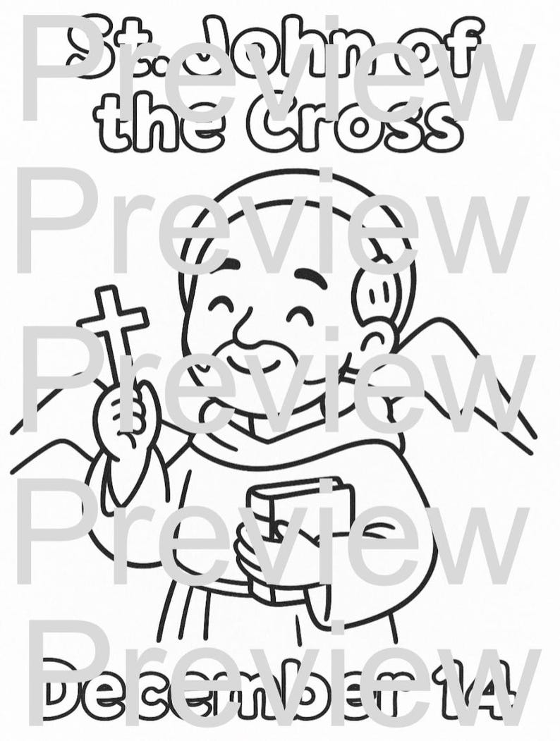 St. John of the Cross Coloring Page | December 14 Feast Day Catholic ...