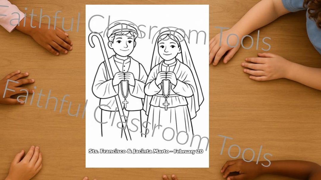 Sts. Francisco Jacinta Marto Coloring Page | February 20 Catholic Saint ...