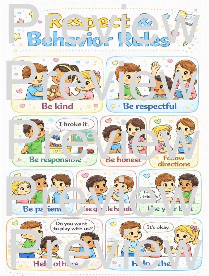 Respect Behavior Rules Poster | Classroom Rules Chart | SEL & PBIS ...