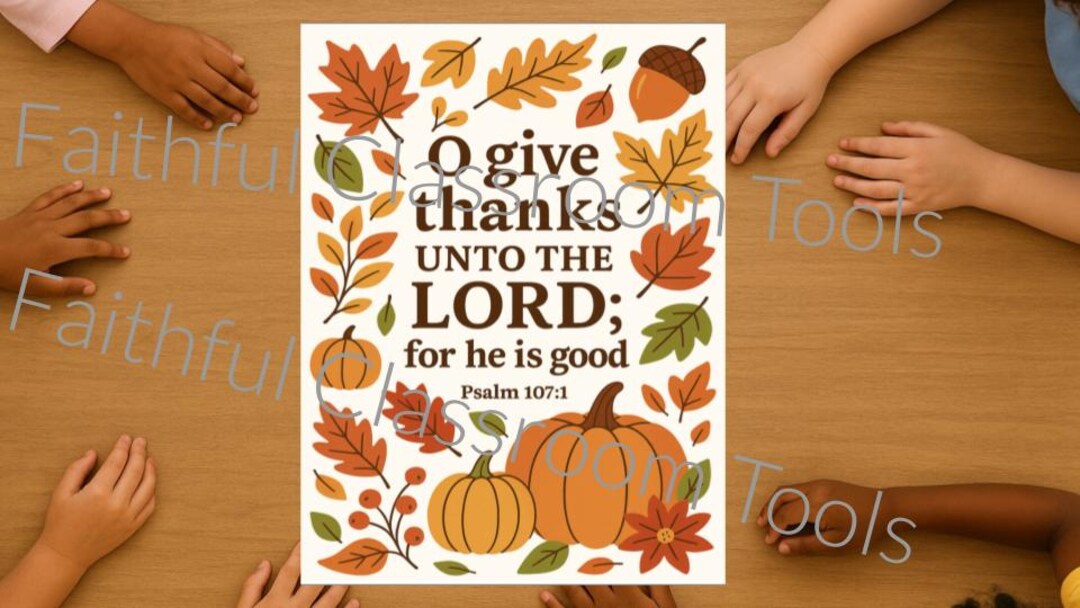 O Give Thanks Unto the Lord Bible Verse Poster | Psalm 107:1 ...
