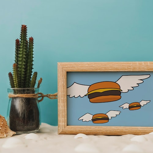Bob's Burgers Art Flying Burgers Poster Framed Art - Etsy