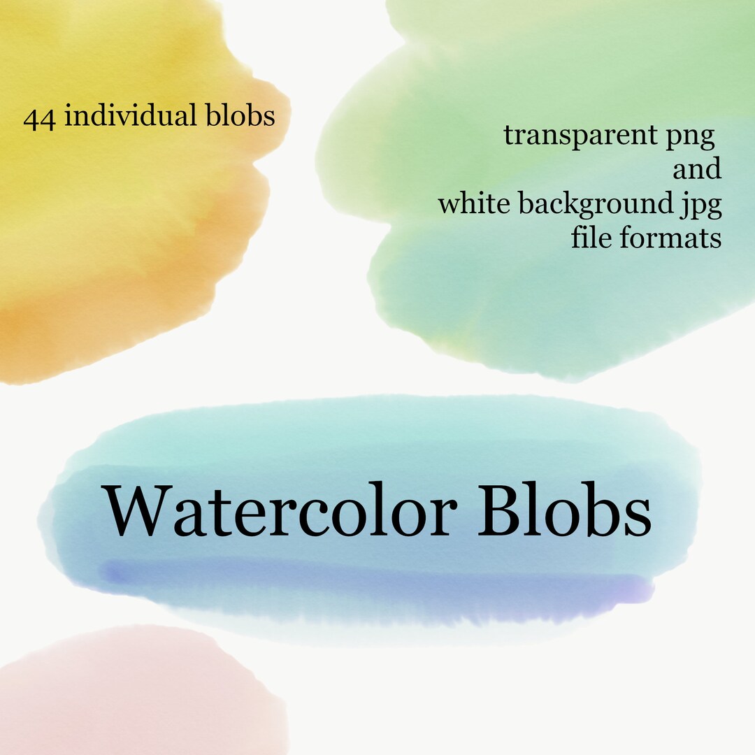 44 Watercolor Blobs and Splashes Downloadable Art - Transparent and ...