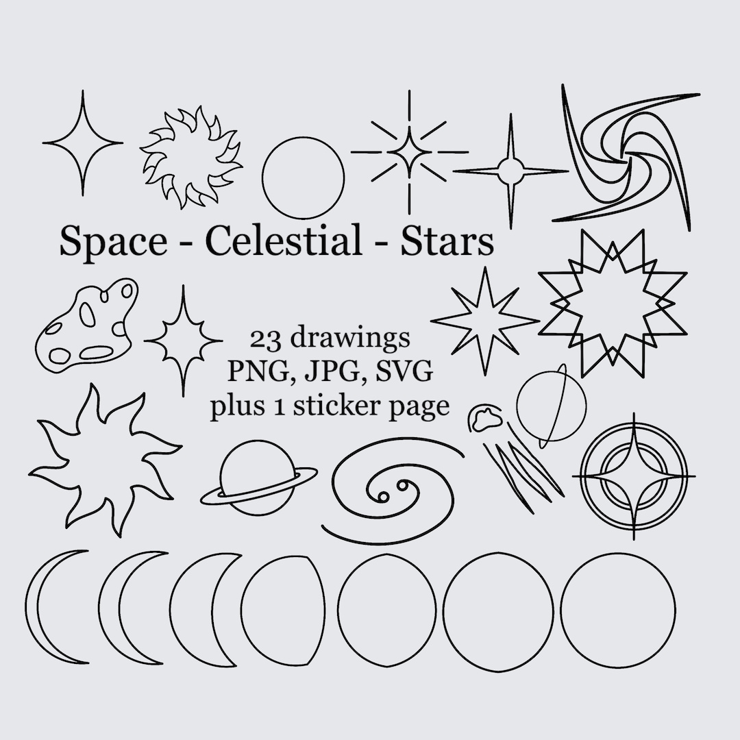 Celestial Space Downloadable Art - Transparent and White Background ...