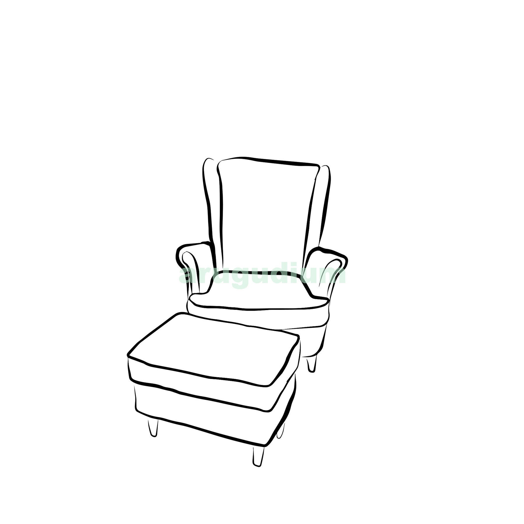 Armchair Downloadable Art - Transparent and White Background - Jpeg ...