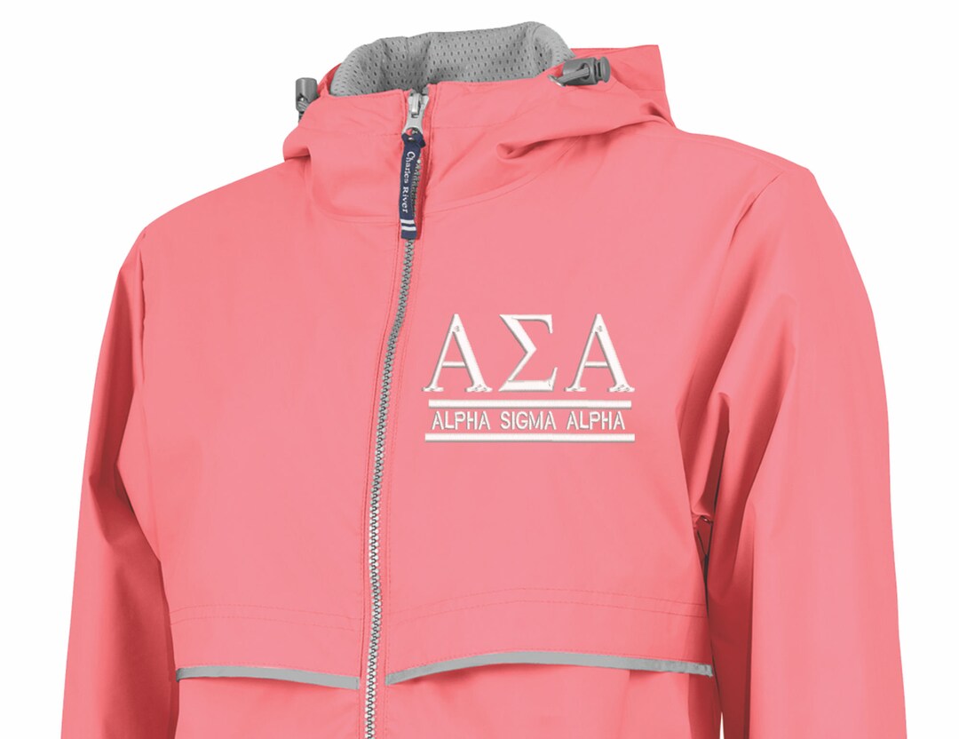 Alpha Sigma Alpha Rain Jacket/ Sorority Rain Jacket/ Charles River ...