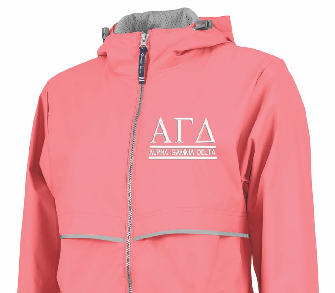 Alpha Gamma Delta Rain Jacket/ Sorority Rain Jacket/ Charles River ...