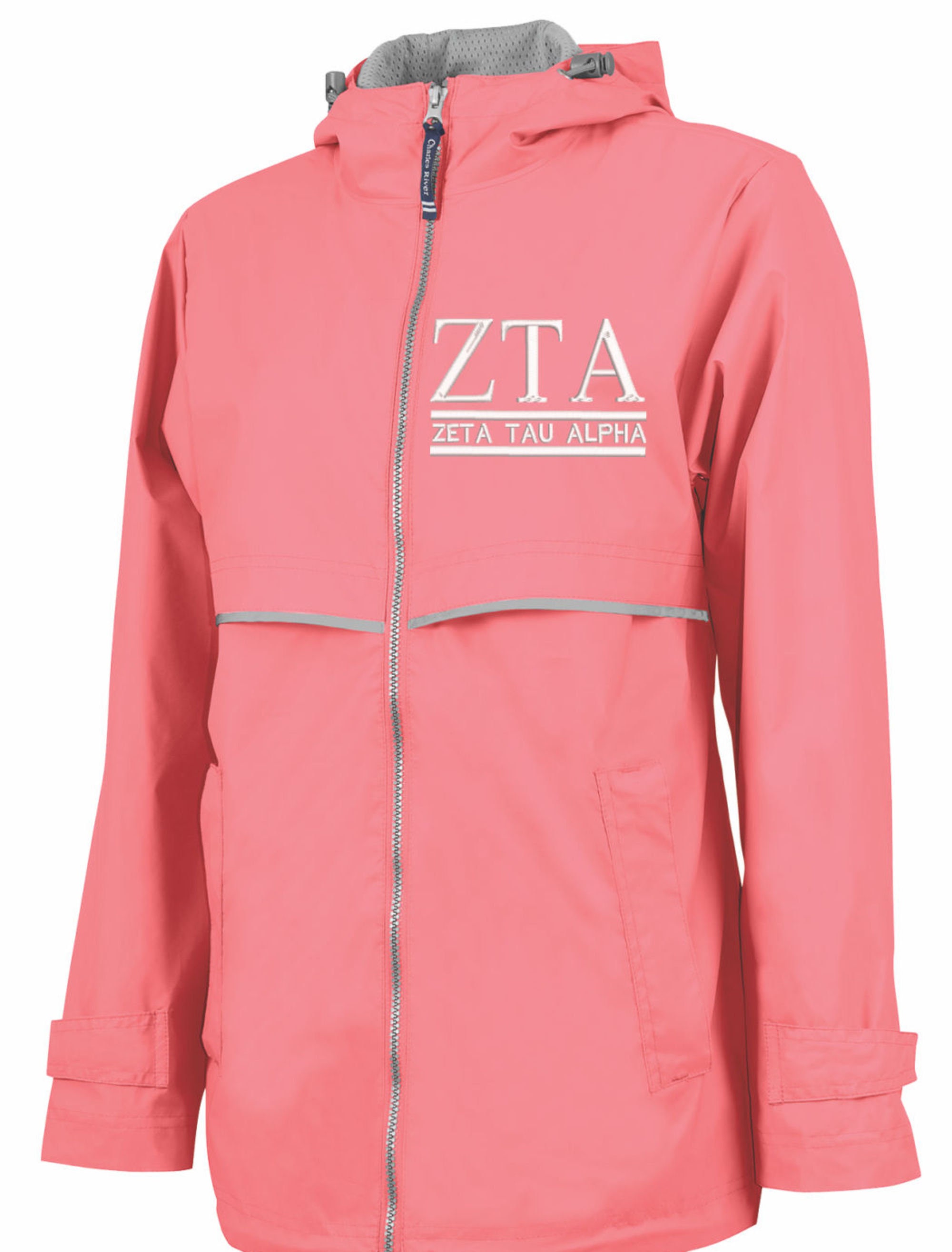 Zeta Tau Alpha Rain Jacket/ Sorority Rain Jacket/ Charles River ...