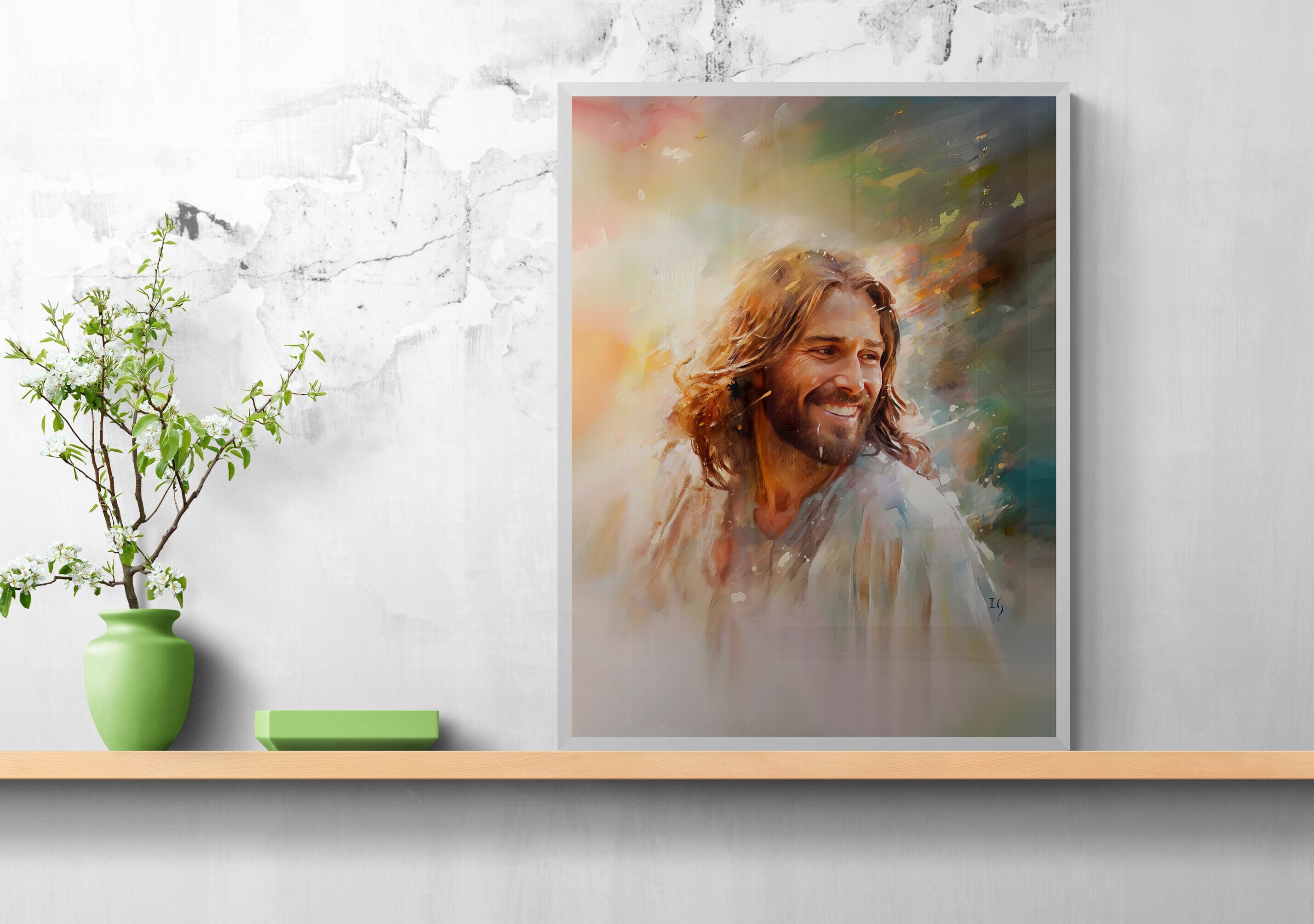 Jesus Portrait the Lord's Prayer, Modern Christian Art Aura Poster ...