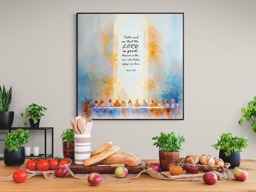 Psalm 34:8 Framed Biblical Painting Landscape Print Scripture Wall Art ...