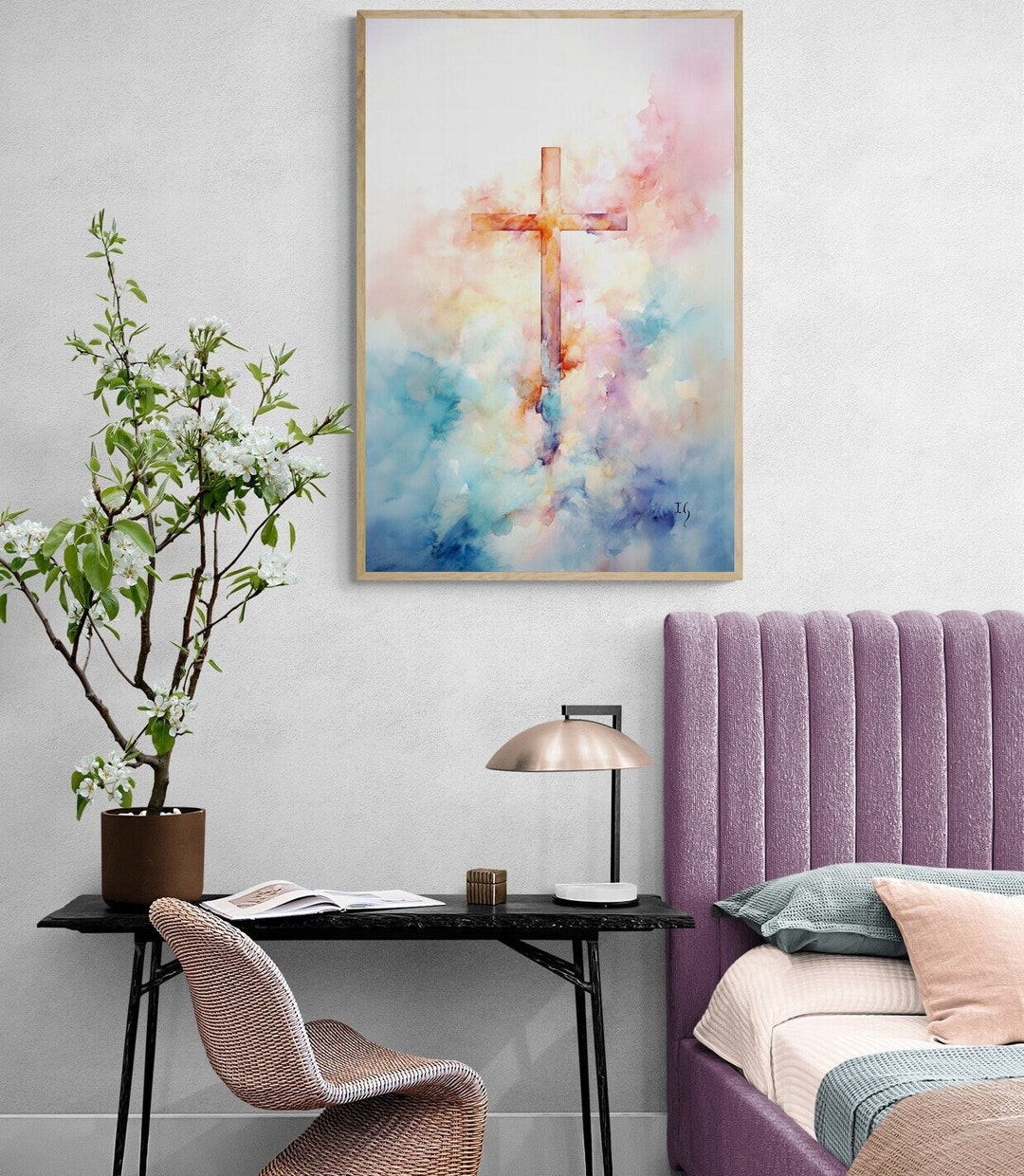 Christian Cross Wall Art, Abstract Christian Art, Minimalist, Jesus ...