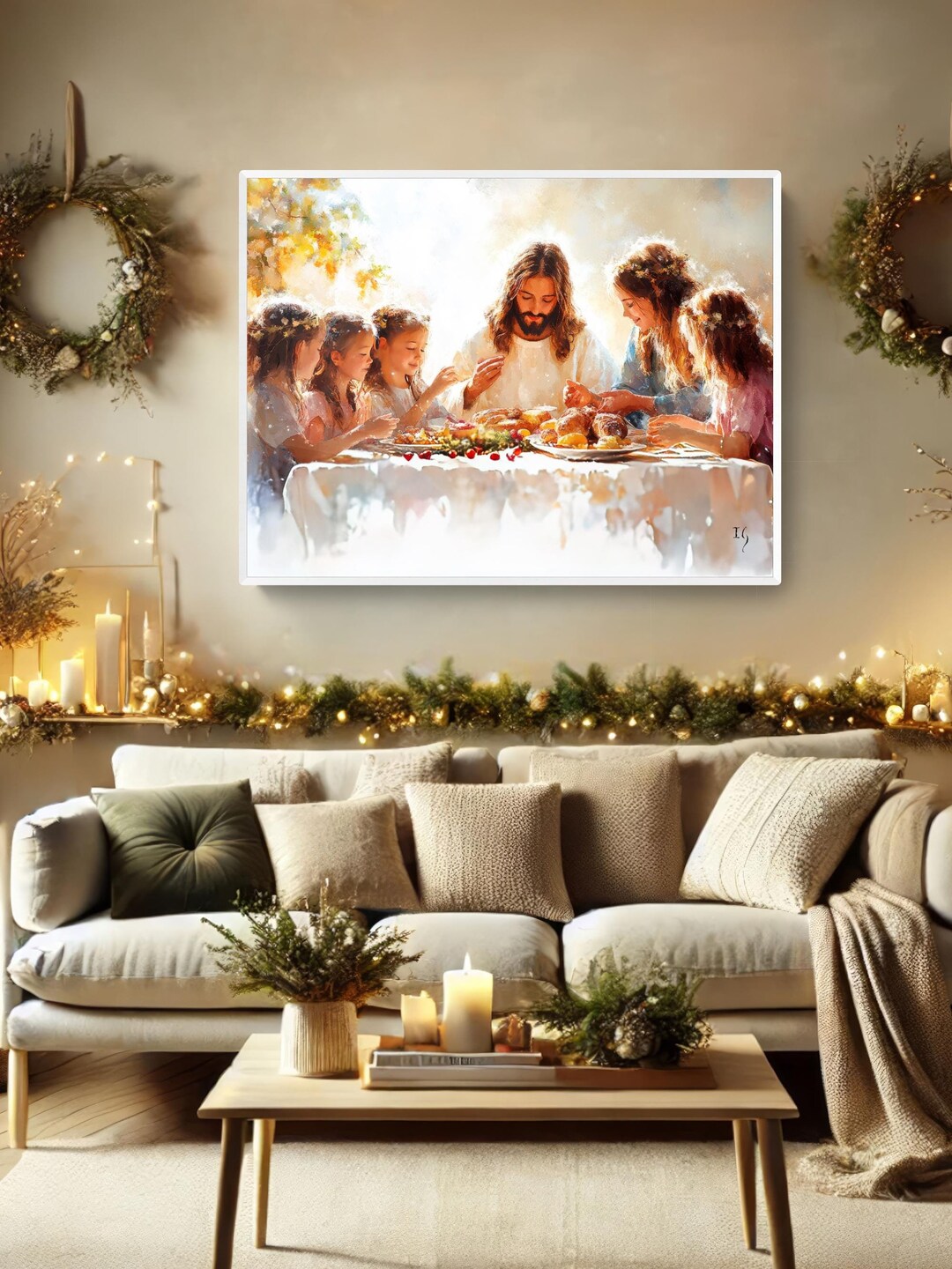 The Last Supper Art Print: Jesus With Children, Christian Home Decor ...