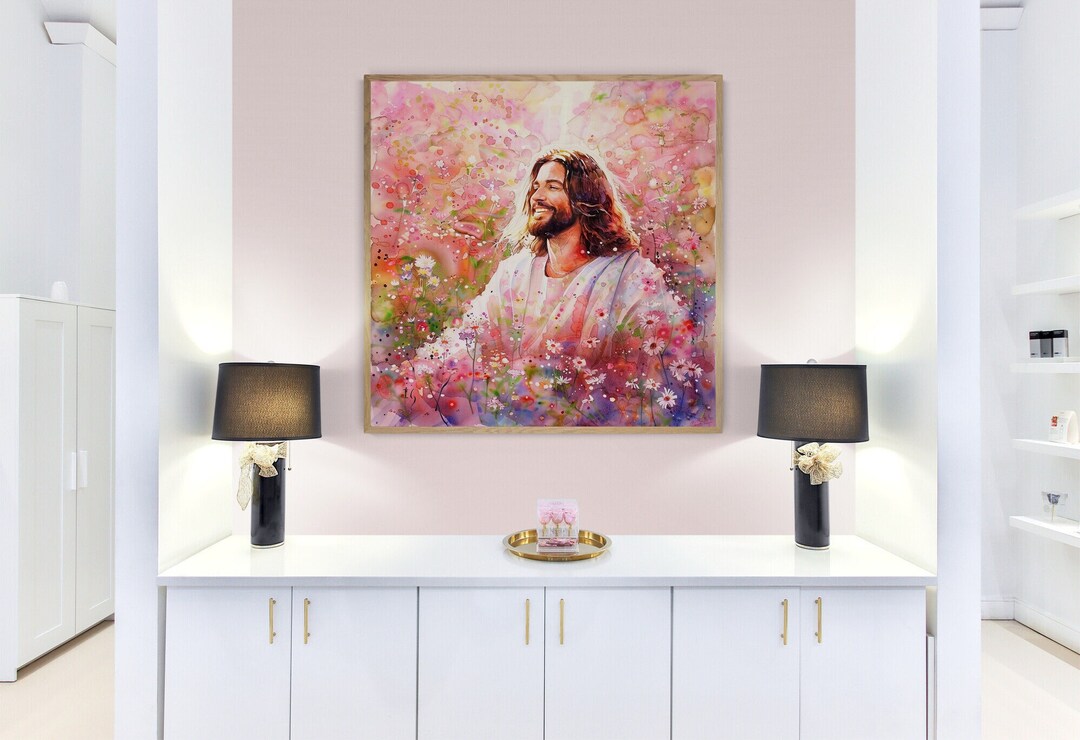 Jesus Portrait Christian Wall Art, Modern Christian Art Wall Decor ...