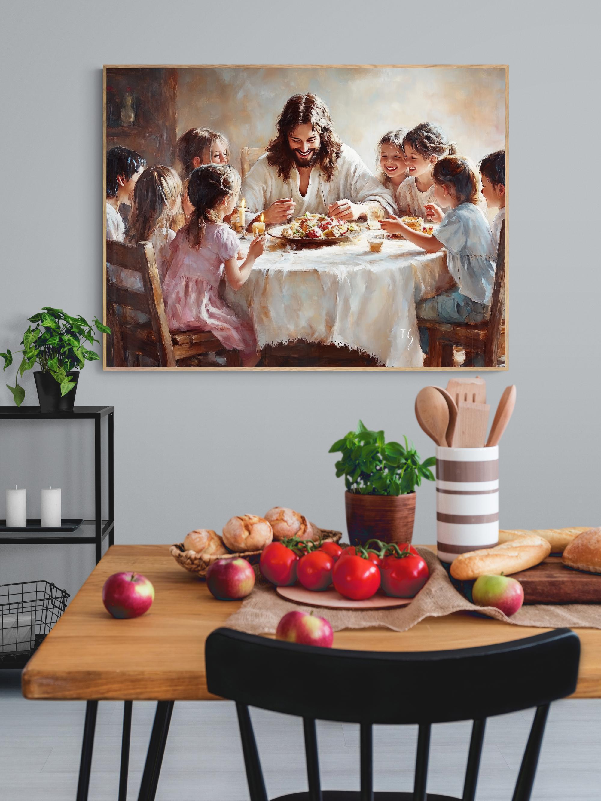 The Last Supper Art Print: Jesus With Children, Christian Wall Decor ...