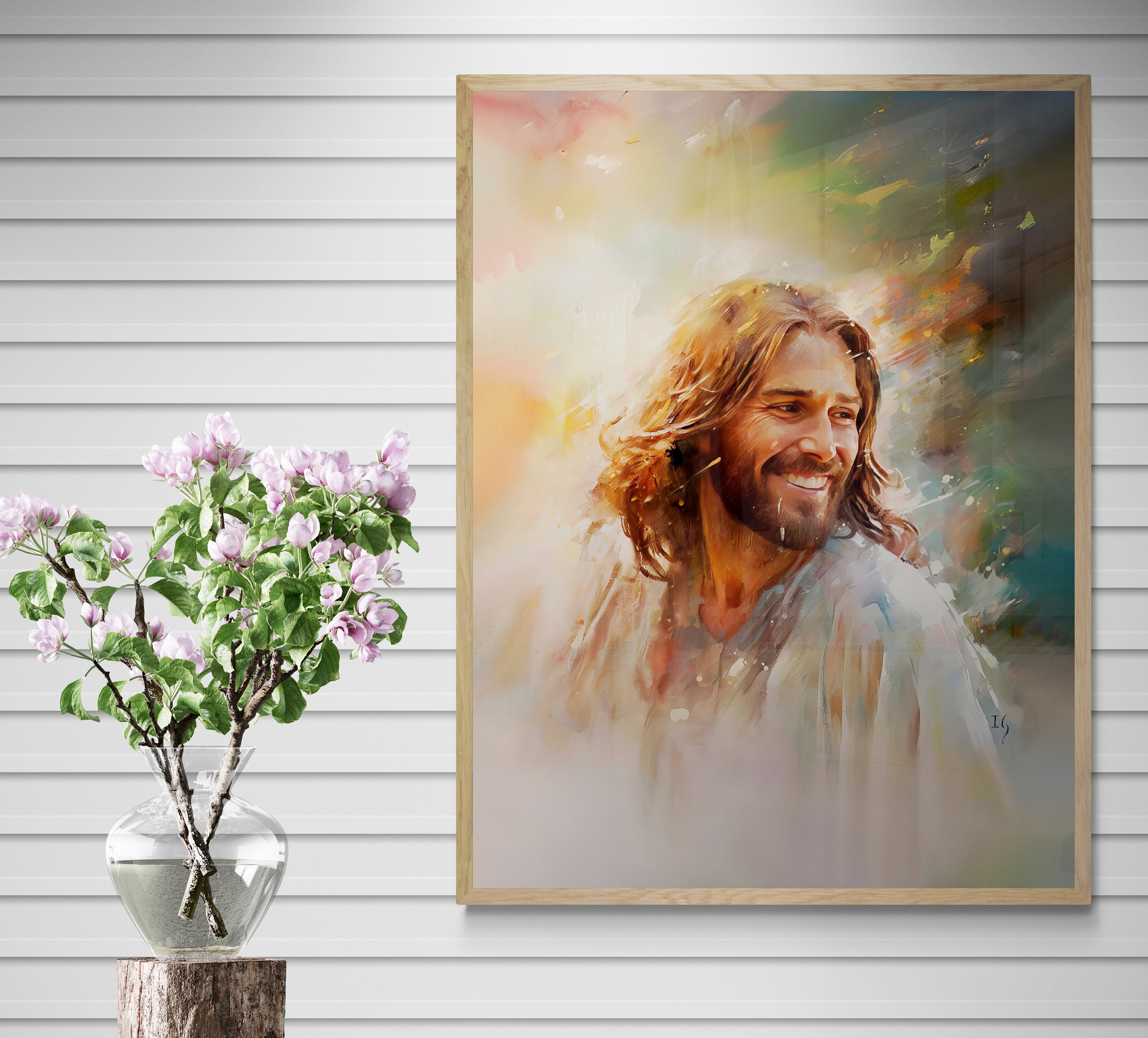 Jesus Portrait the Lord's Prayer, Modern Christian Art Aura Poster ...
