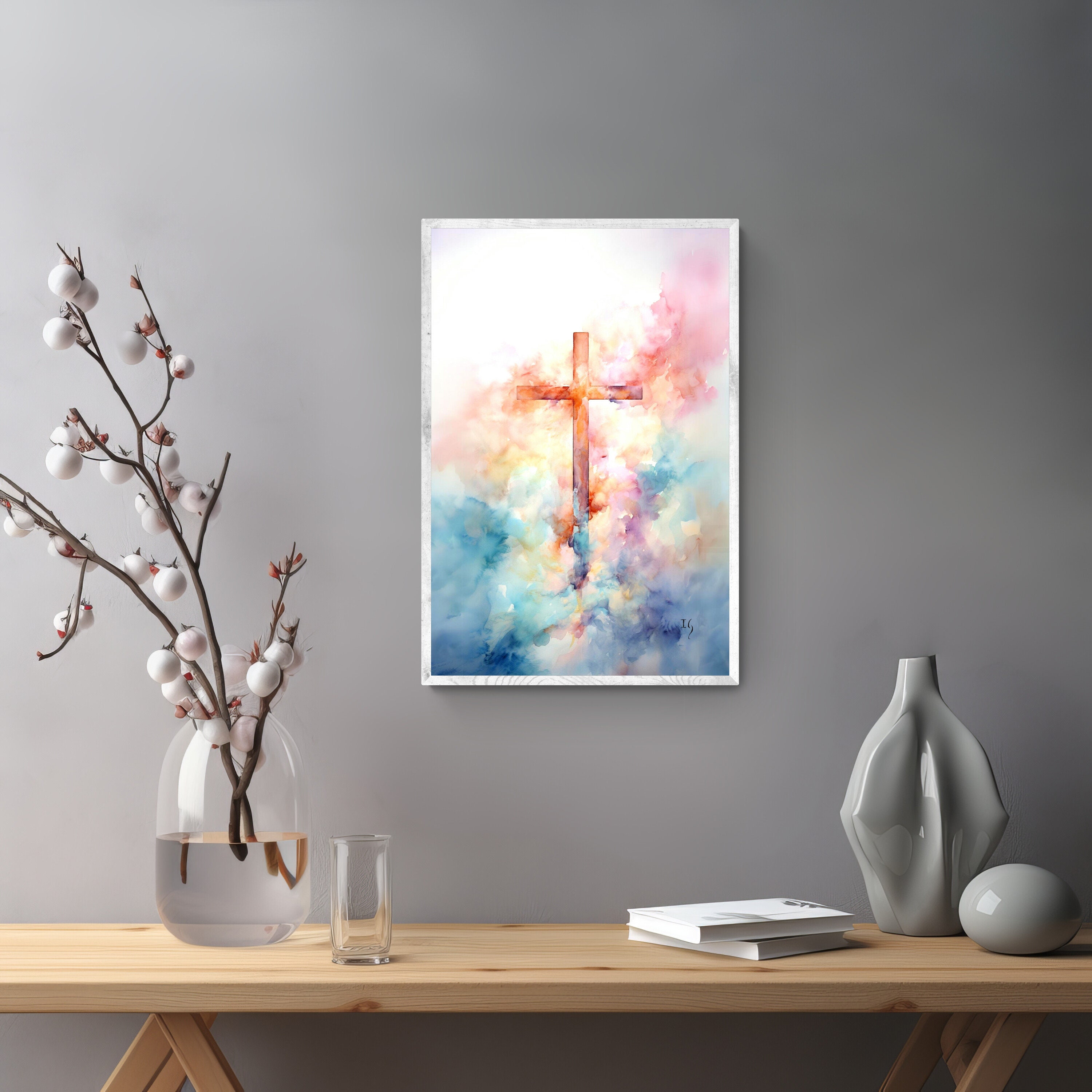 Christian Cross Wall Art, Abstract Christian Art, Minimalist, Jesus Christ, Jesus Wall Art ...