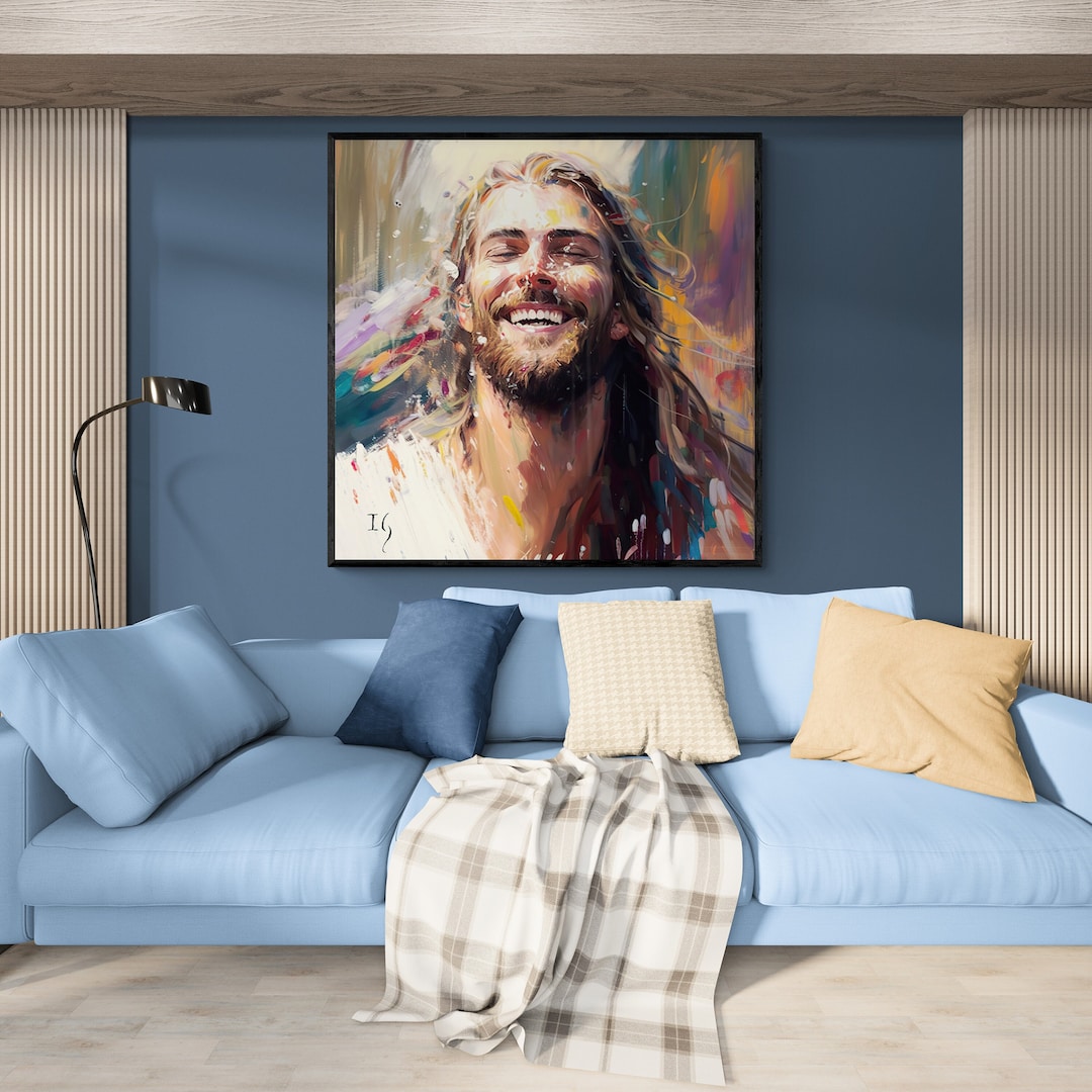 Smiling Jesus Print: Modern Christian Wall Art - Etsy