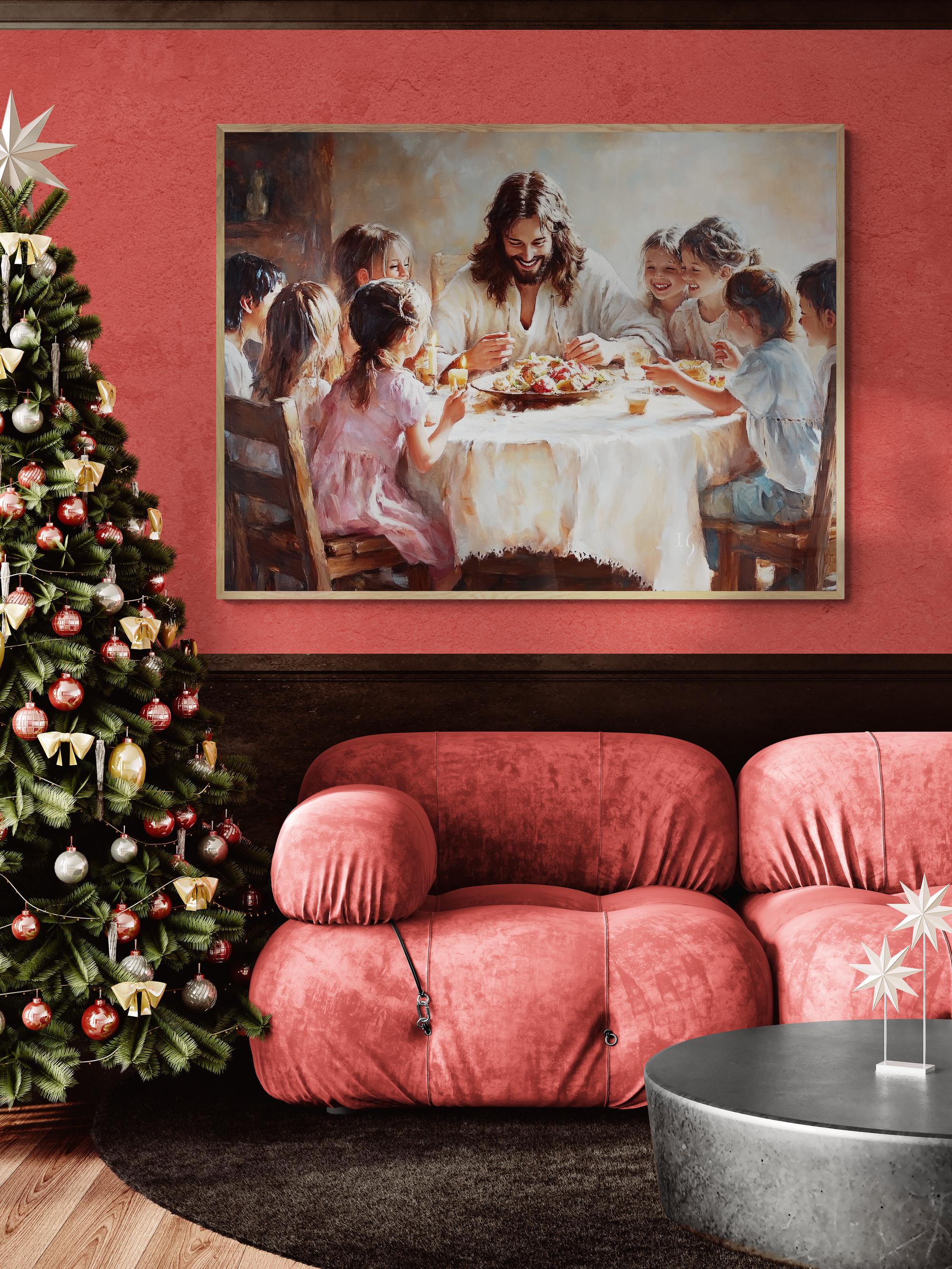 The Last Supper Art Print: Jesus With Children, Christian Wall Decor ...