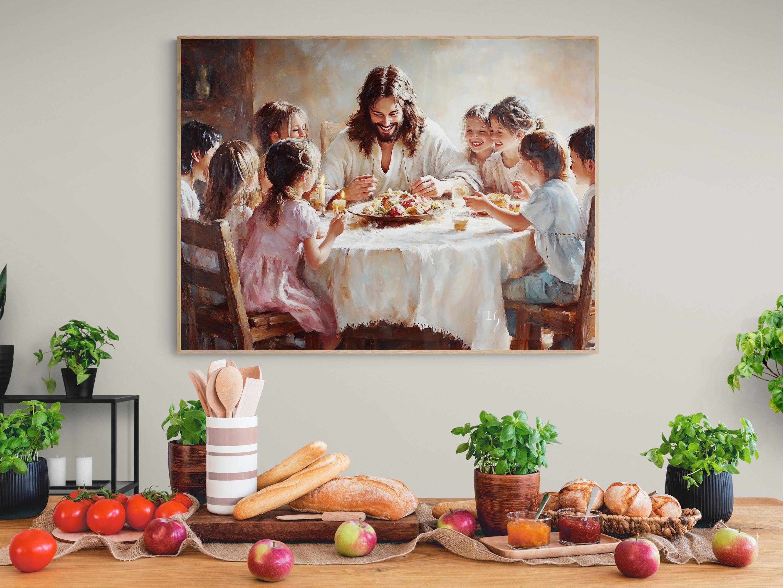 The Last Supper Art Print: Jesus With Children, Christian Wall Decor ...