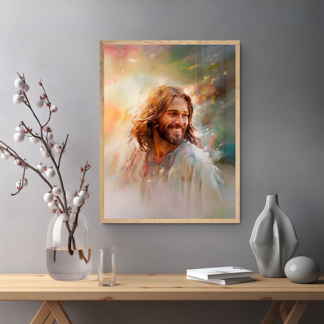 Jesus Portrait | the Lord's Prayer, Modern Christian Art | Aura Poster ...