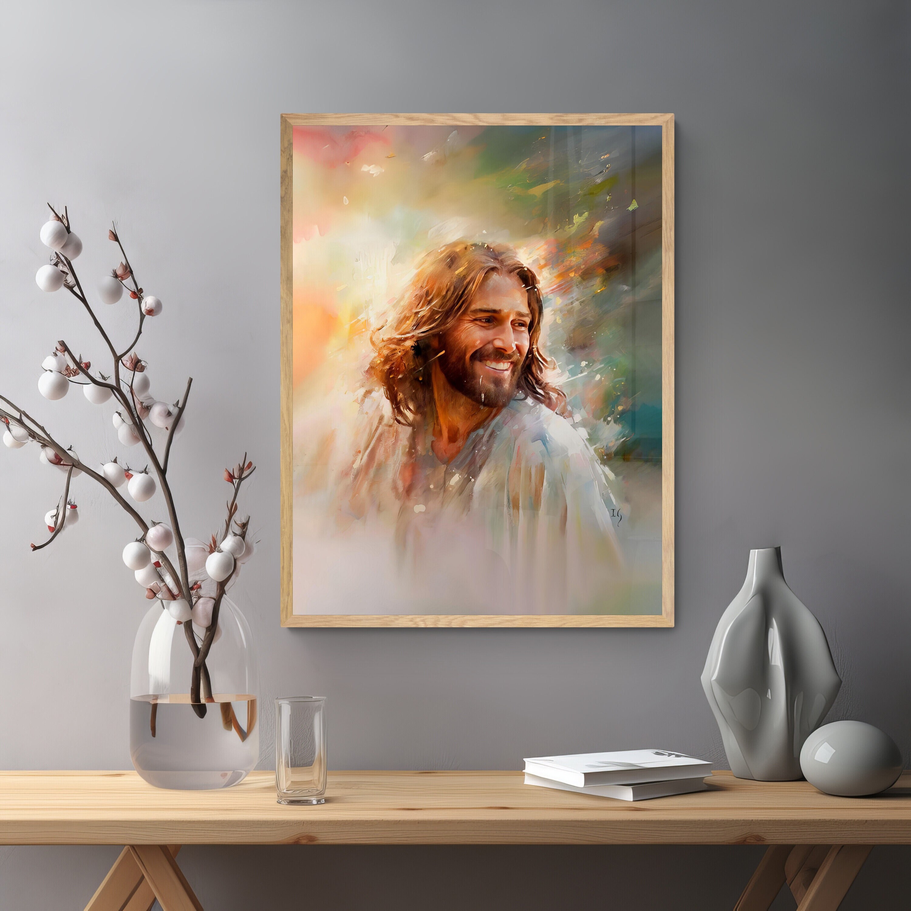 Jesus Portrait the Lord's Prayer, Modern Christian Art Aura Poster ...