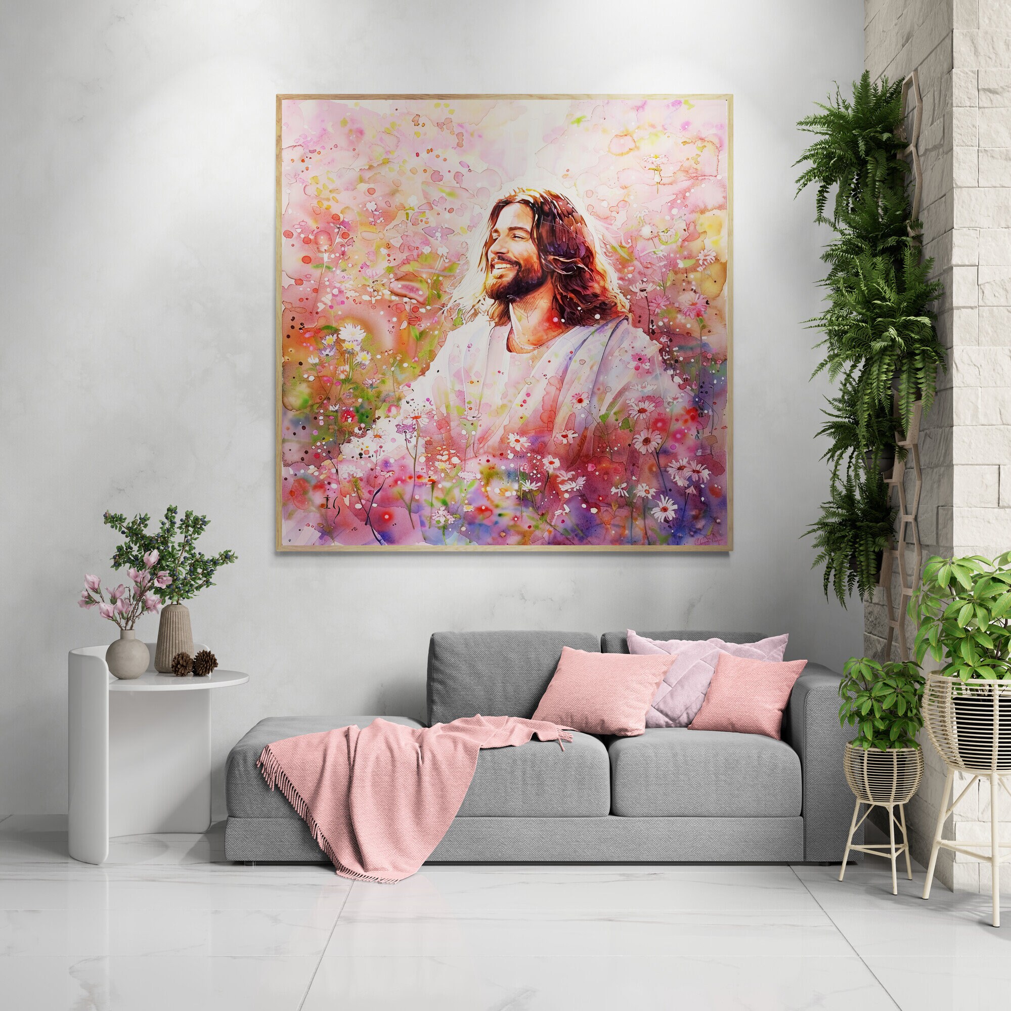 Jesus Portrait Christian Wall Art, Modern Christian Art Wall Decor ...