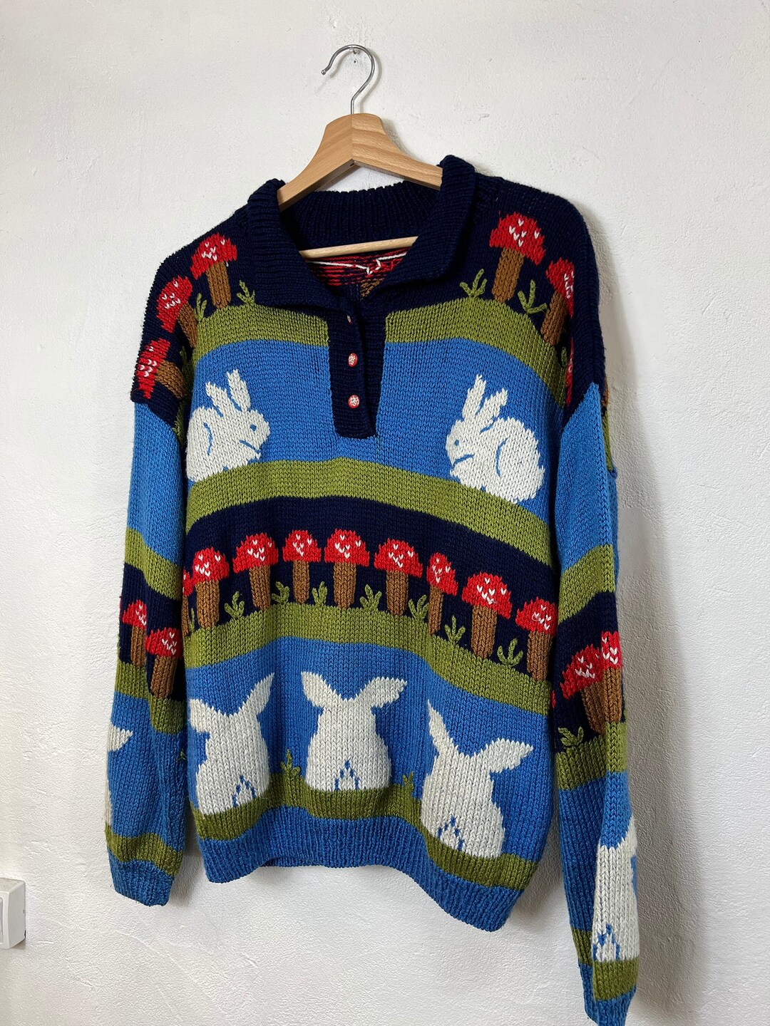 Vintage Unique Handmade Jumper Rabbits Picture Knit - Etsy