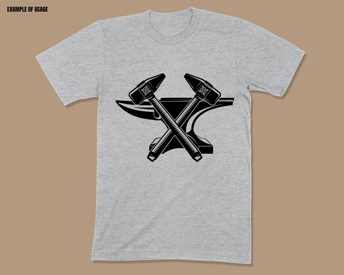 Viking Forge Anvil and Hammers Art Logo .svg .png Vector for | Etsy