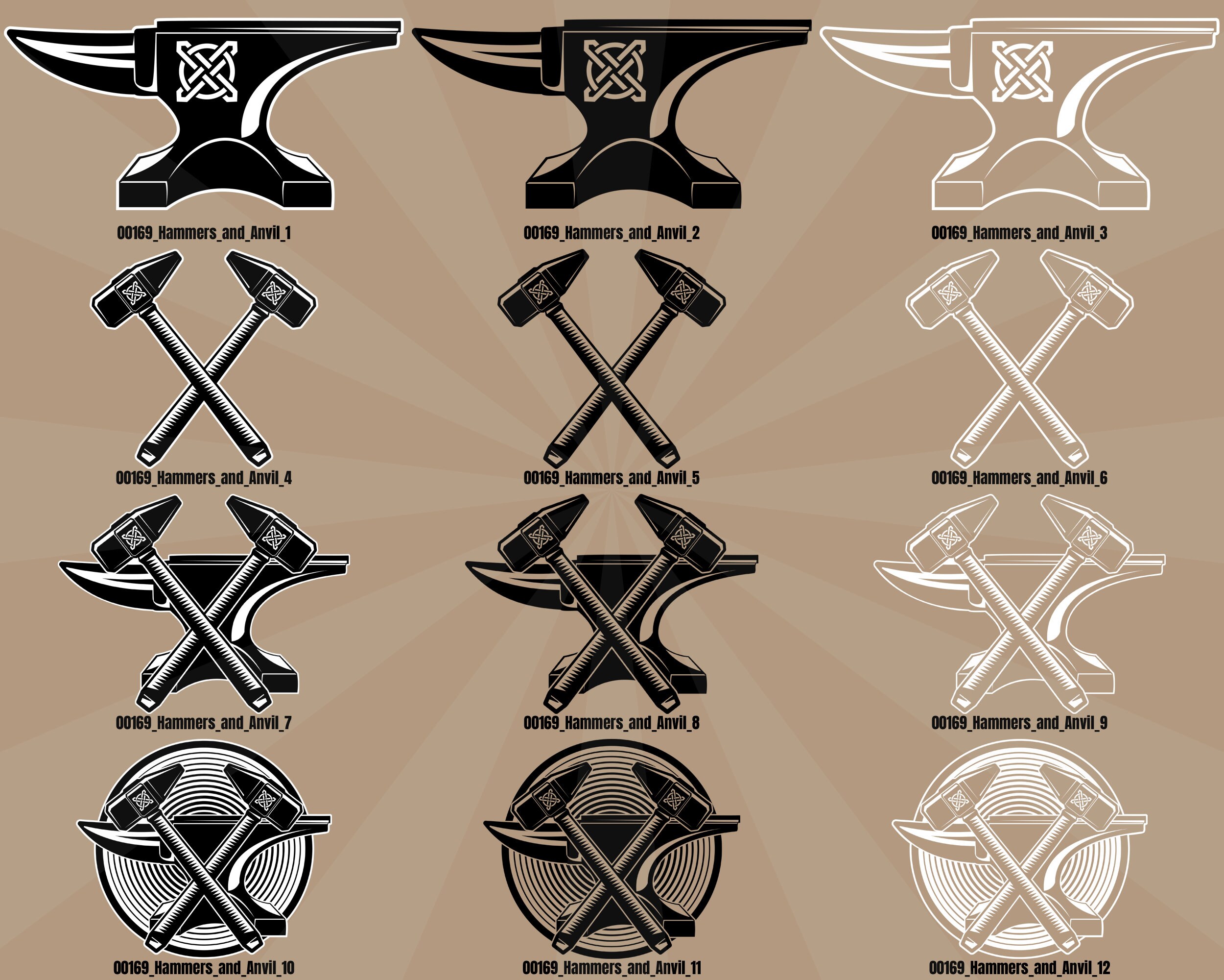 Viking Forge Anvil and Hammers Art Logo .svg .png Vector for - Etsy