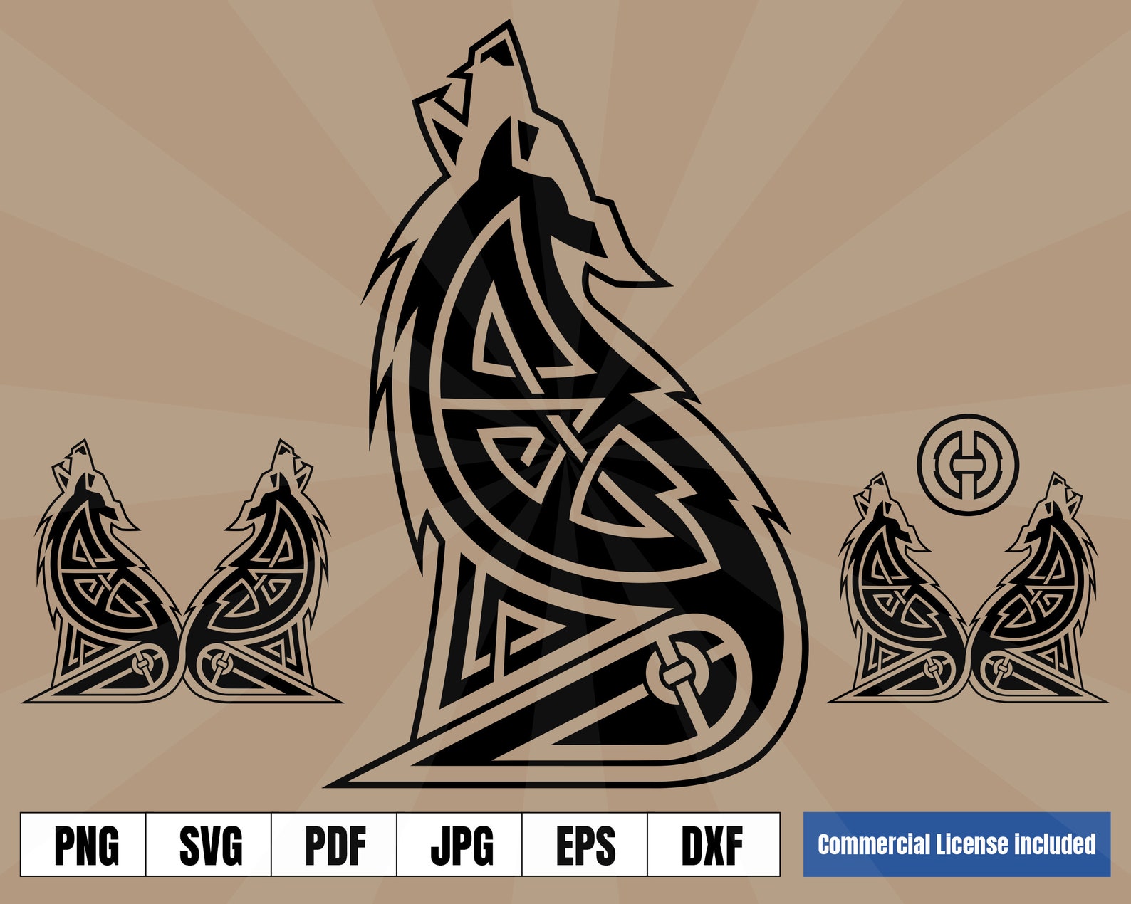 Celtic Wolf Fenrir Viking Medieval Art Logo .svg .png Vector - Etsy