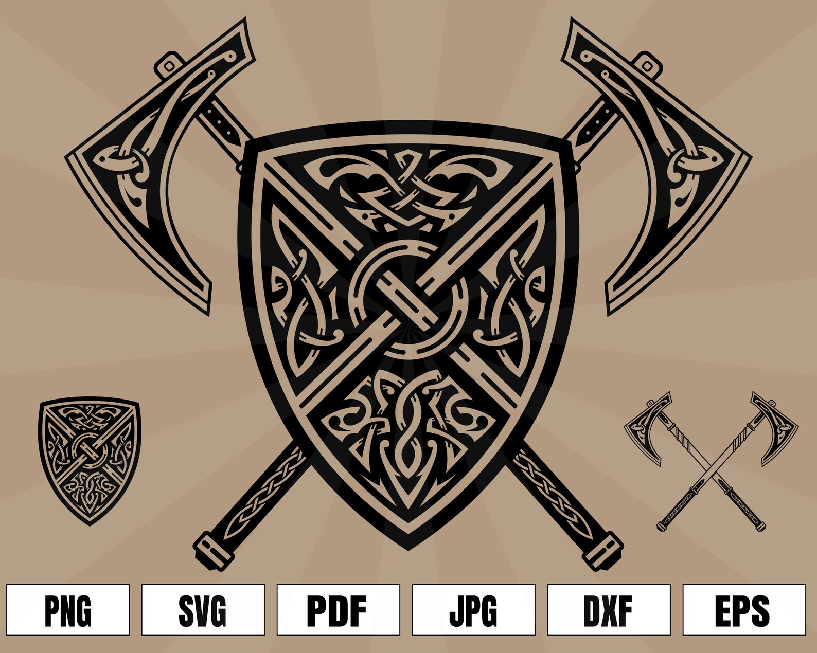 Shield and Axes Coat of Arms Medieval Tattoo Art Logo Svg Png - Etsy