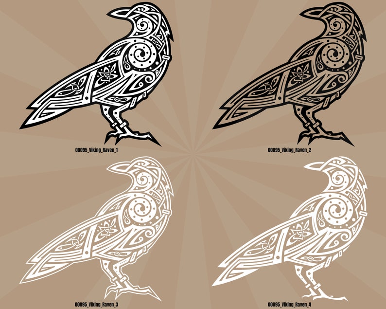 Celtic Raven Viking Tattoo Hugin Munin Logo Art .svg .png - Etsy Israel