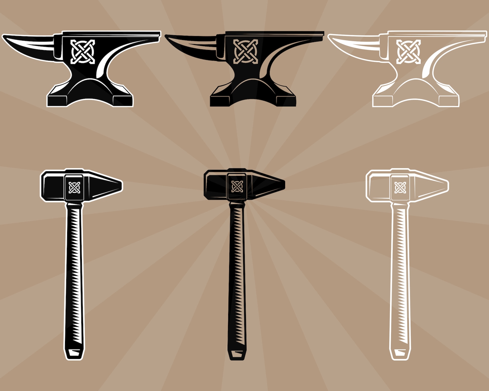 Viking Forge Anvil and Hammers Art Logo .svg .png Vector for | Etsy