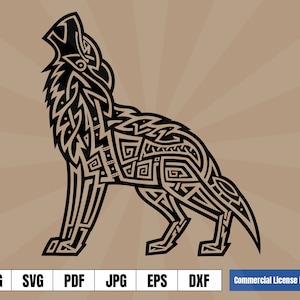 Celtic Howling Wolf Fenrir Viking Tattoo Logo Svg Eps Vector | Etsy