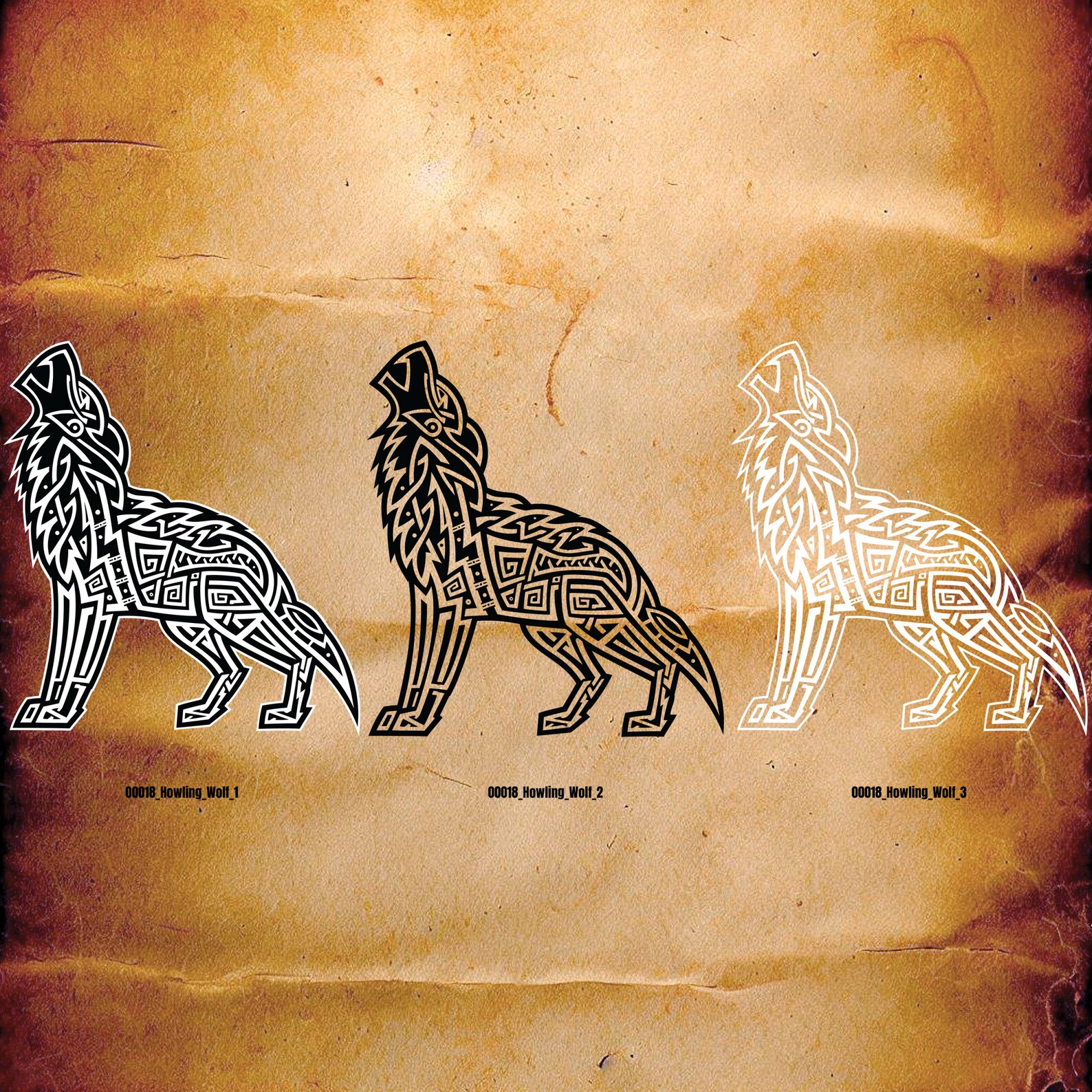 Celtic Howling Wolf Fenrir Viking Tattoo Logo Svg Eps Vector Art for ...