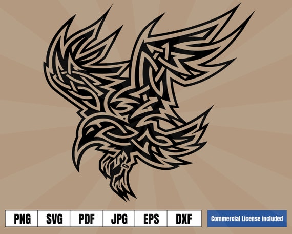 Celtic Raven Viking Tattoo Hugin Munin Logo Art .svg .png | Etsy
