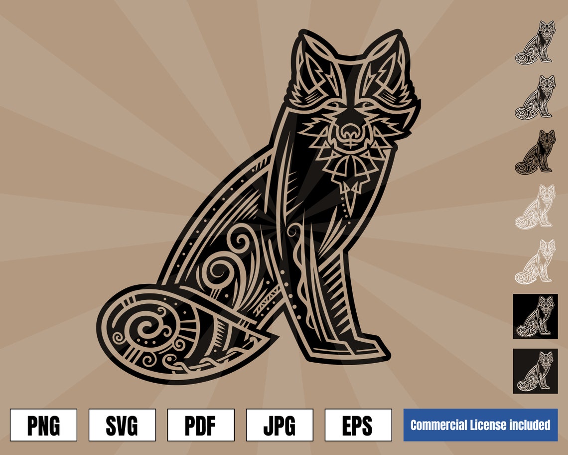 Celtic Fox Viking Medieval Art Logo .svg .png Vector for | Etsy