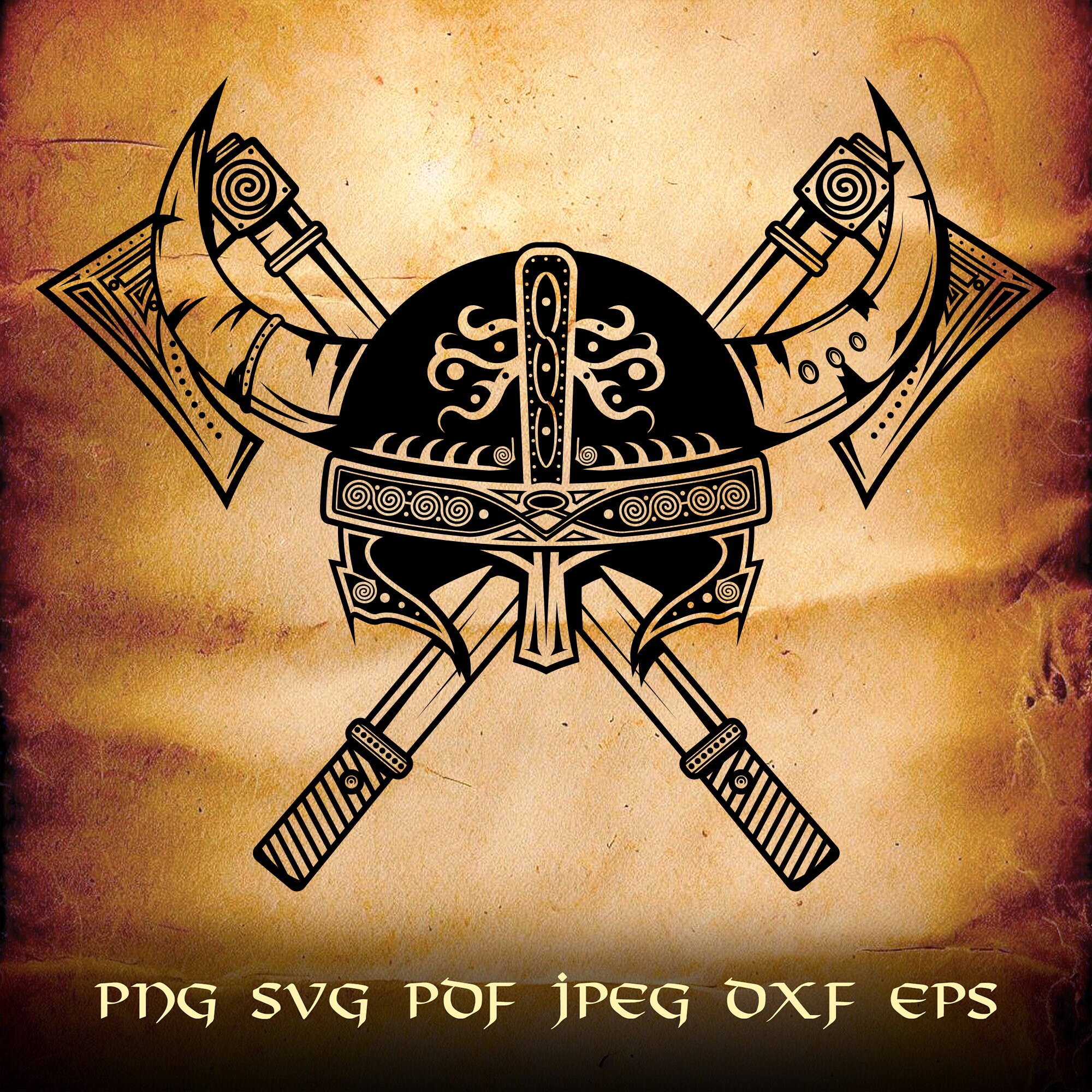 Wikinger Helm Logo Legendärer Wikinger Helm Mit Äxten Celtic Art