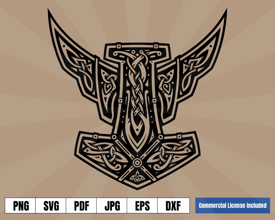 Viking Anchor Thor's Hammer Mjolnir Logo Tattoo .svg .png | Etsy