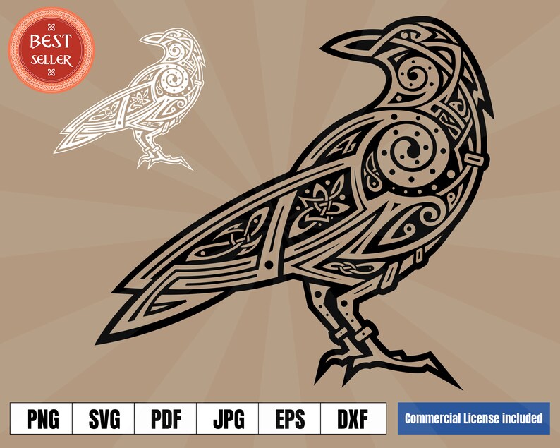 Celtic Raven Viking Tattoo Hugin Munin Logo Art .svg .png - Etsy