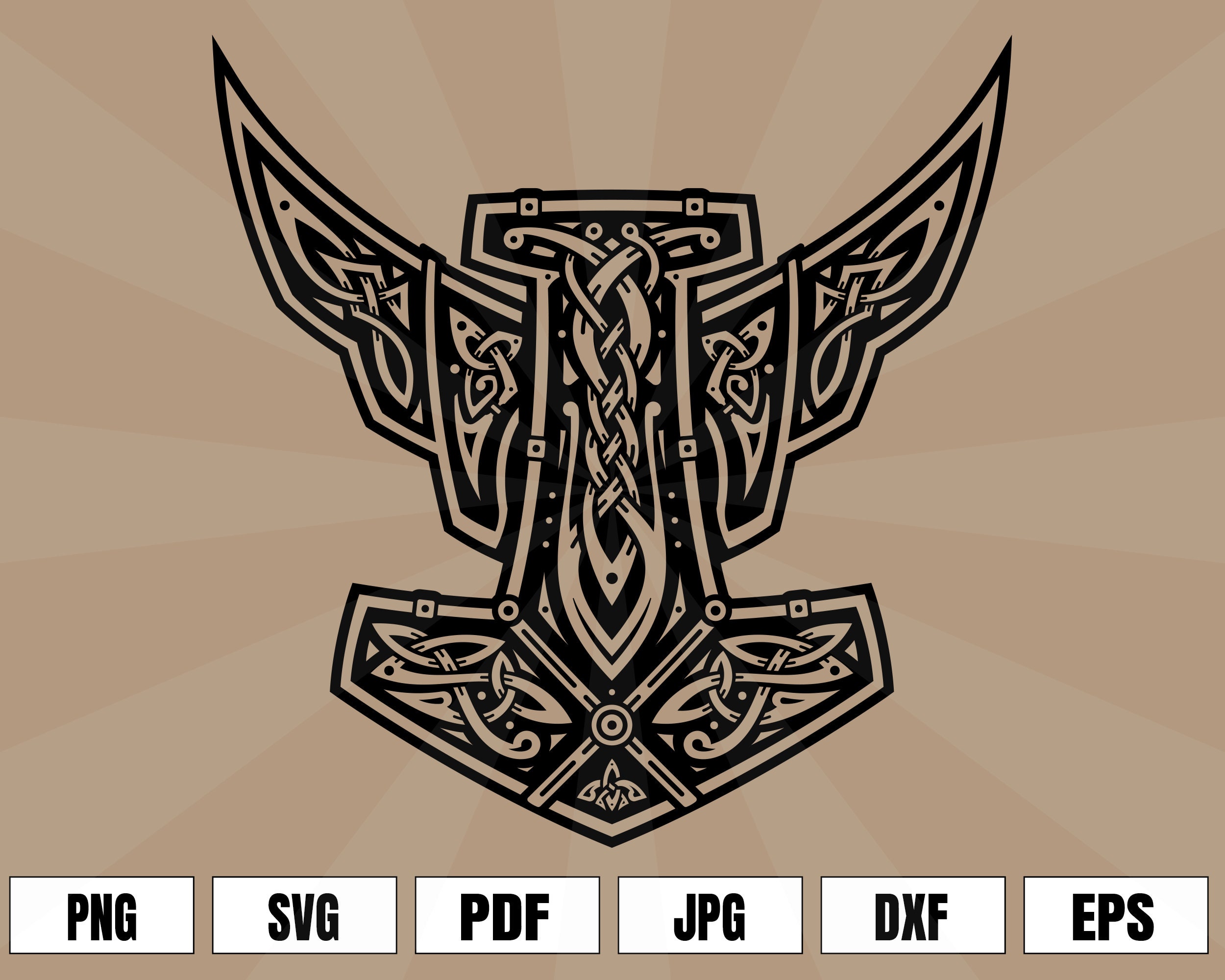 Viking Anchor Thor's Hammer Mjolnir Logo Tattoo .svg .png - Etsy