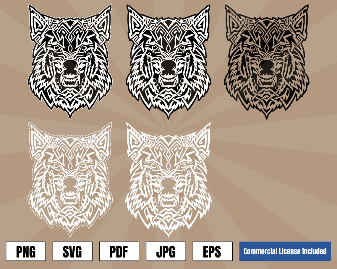 Celtic Werewolf Viking Tattoo Logo svg eps png jpeg Vector Art | Etsy