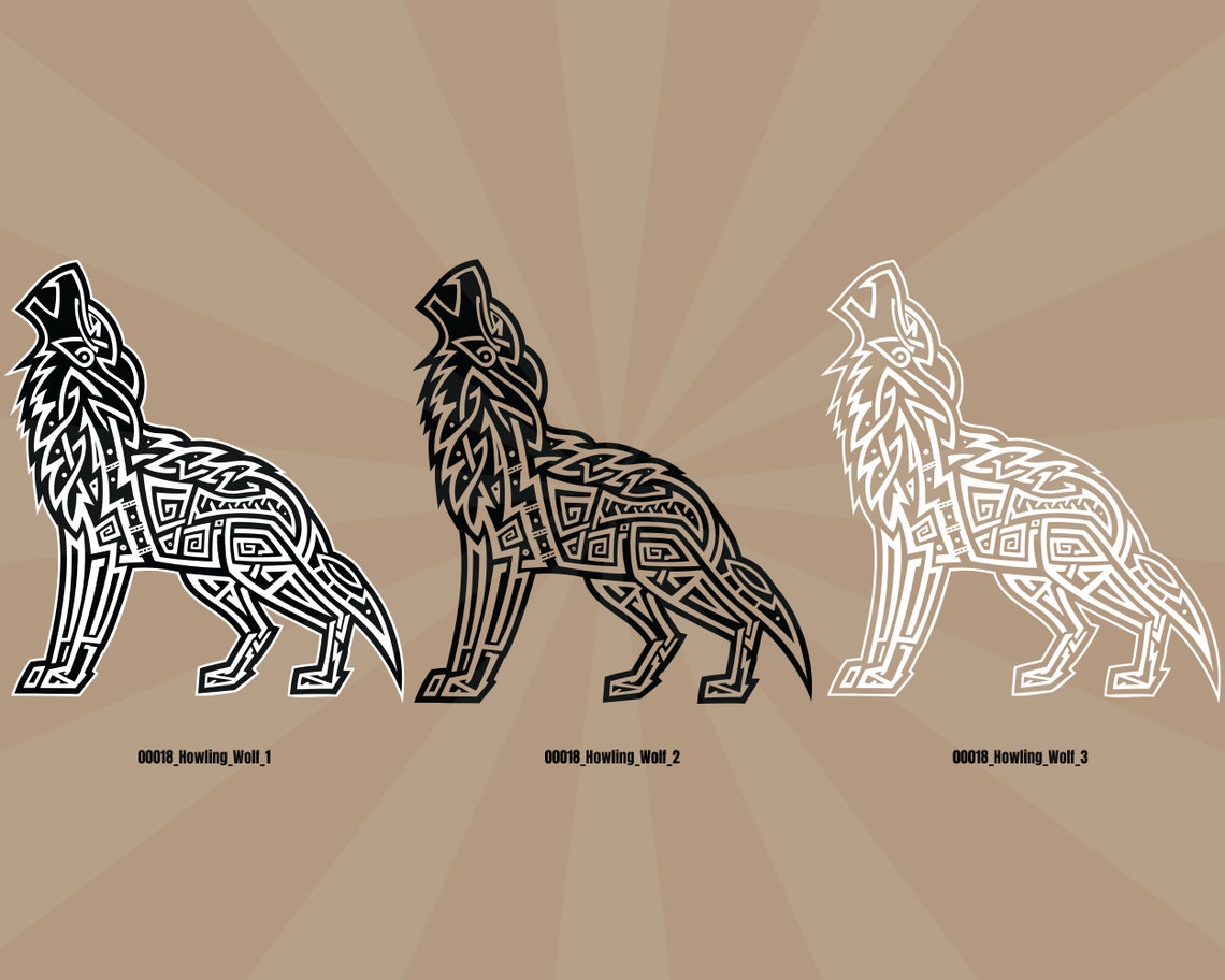 Celtic Howling Wolf Fenrir Viking Tattoo Logo Svg Eps Vector | Etsy