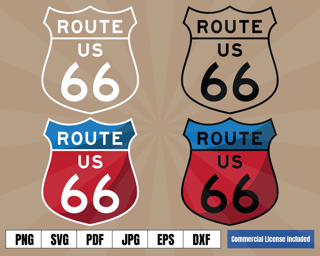 Historic Route 66 Sign .svg .eps .png . Jpeg Vector Artwork for Digital ...