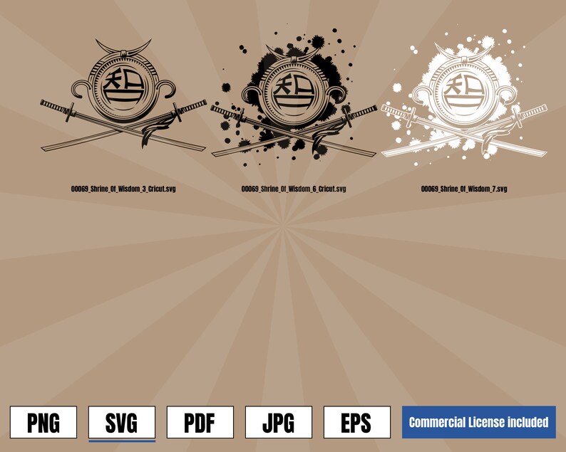 Japanese Warrior Shrine Of Wisdom Katanas Art Logo .svg .png | Etsy
