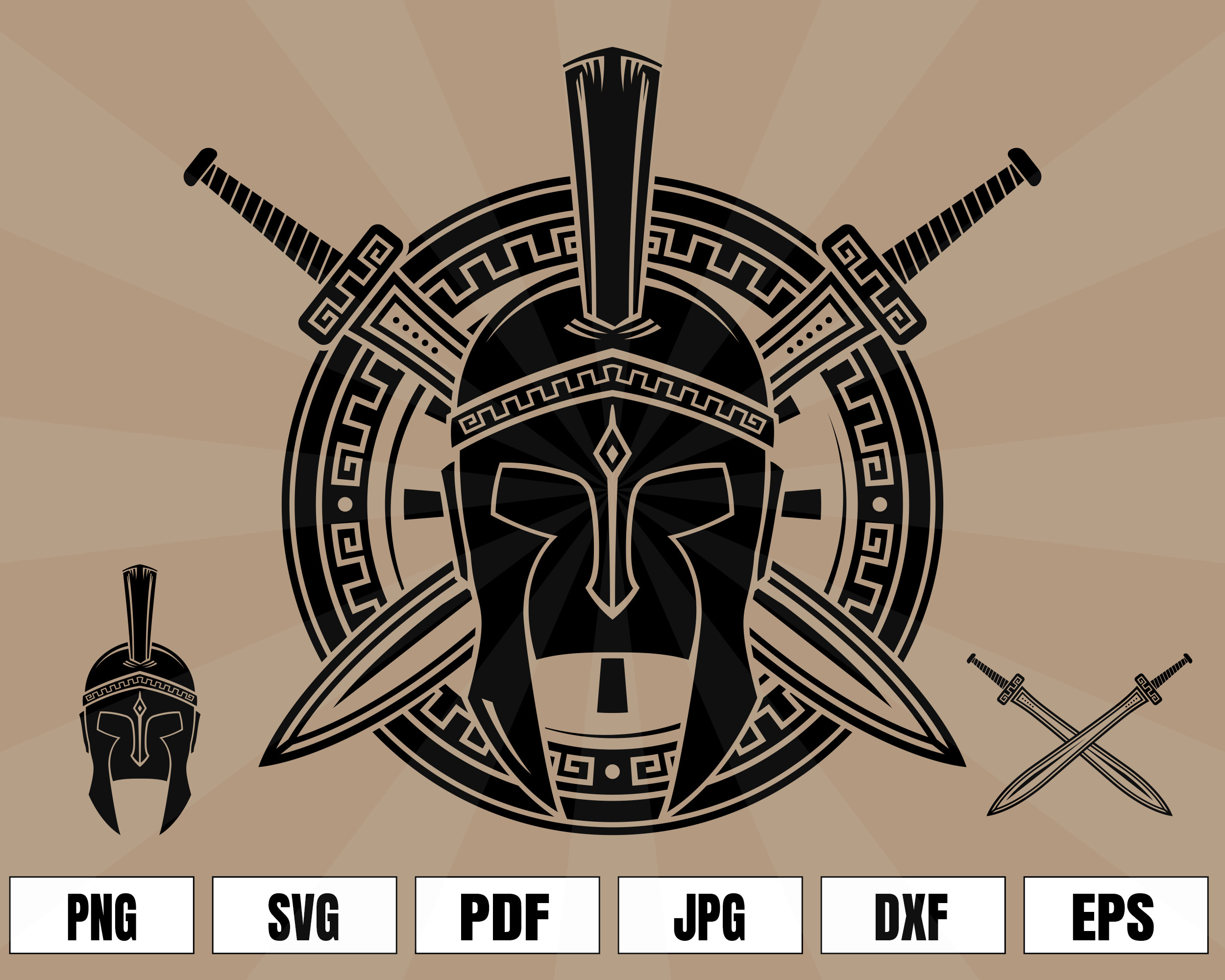 Spartan Helmet And Sword Drawing