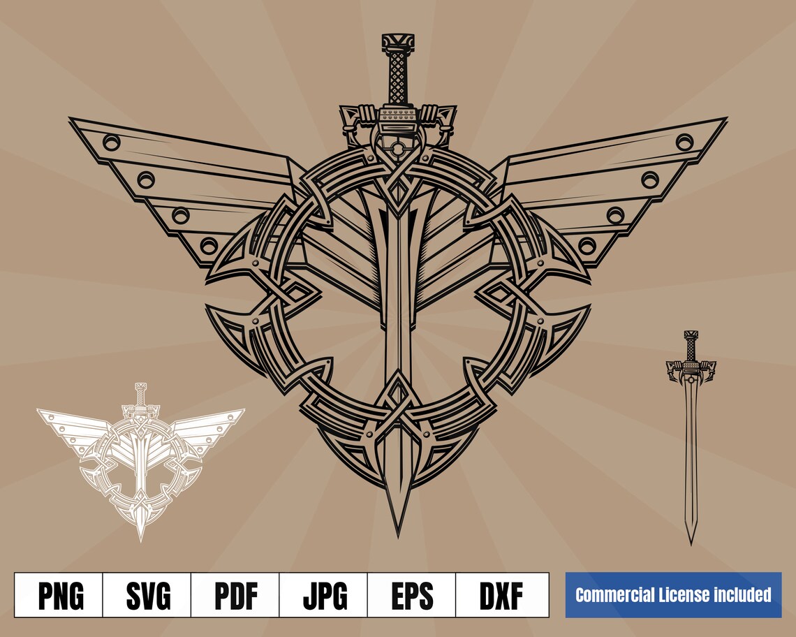 Legendary Sword Courage Symbol Badge Tattoo Art Logo .svg .png | Etsy