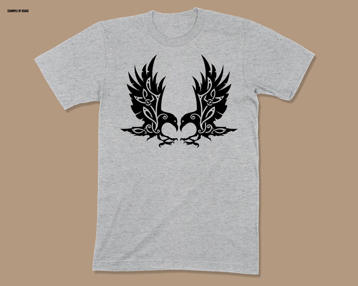 Viking Tattoo Celtic Raven Hugin Munin Logo Art .svg .png | Etsy UK