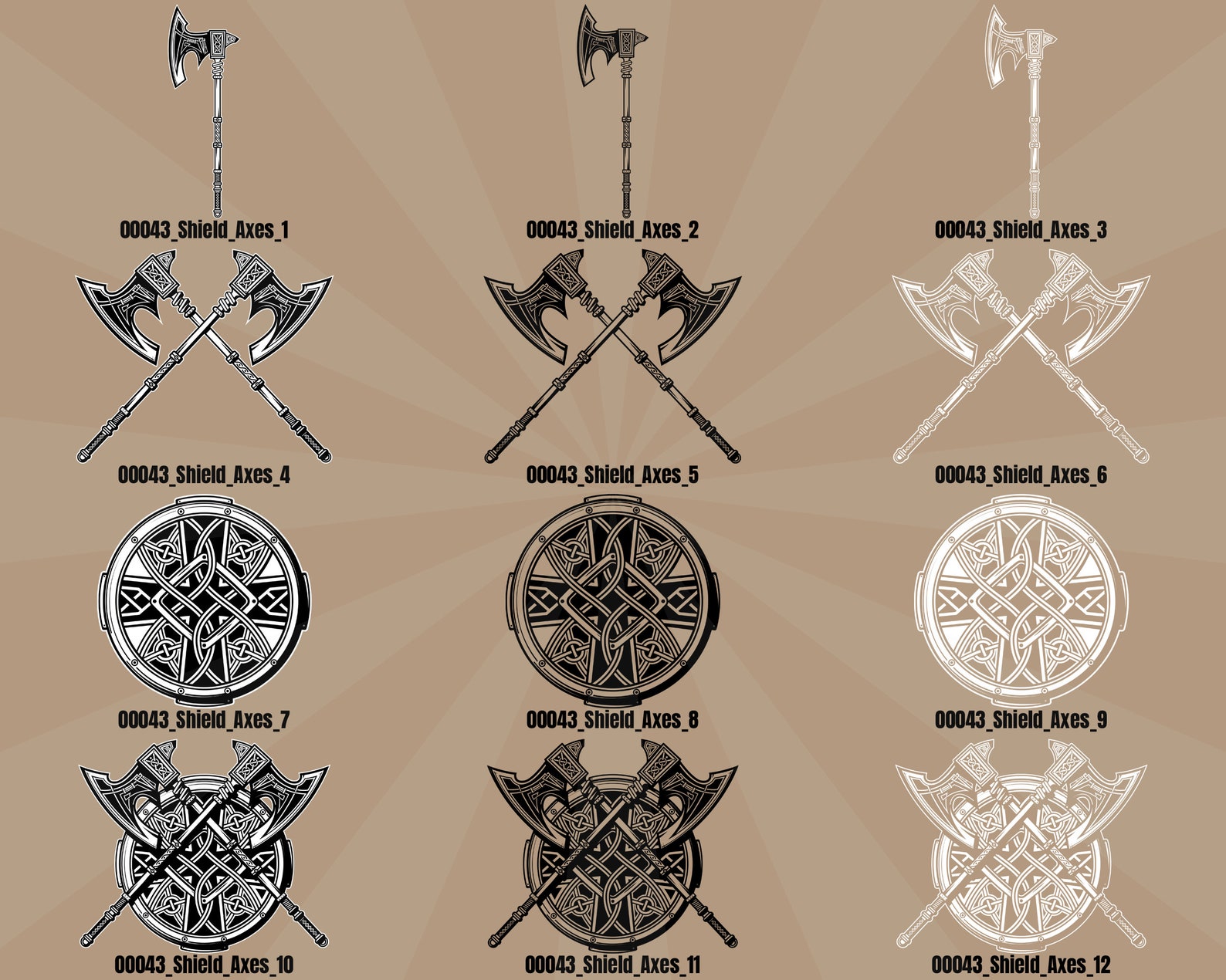 Viking Shield Axes Celtic Art Logo Tattoo .svg .eps .png | Etsy