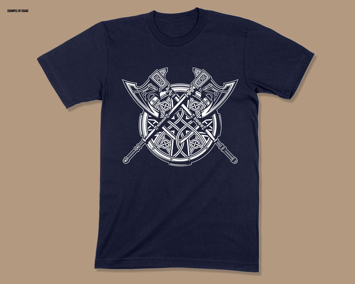 Viking Shield Axes Celtic Art Logo Tattoo .svg .eps .png - Etsy